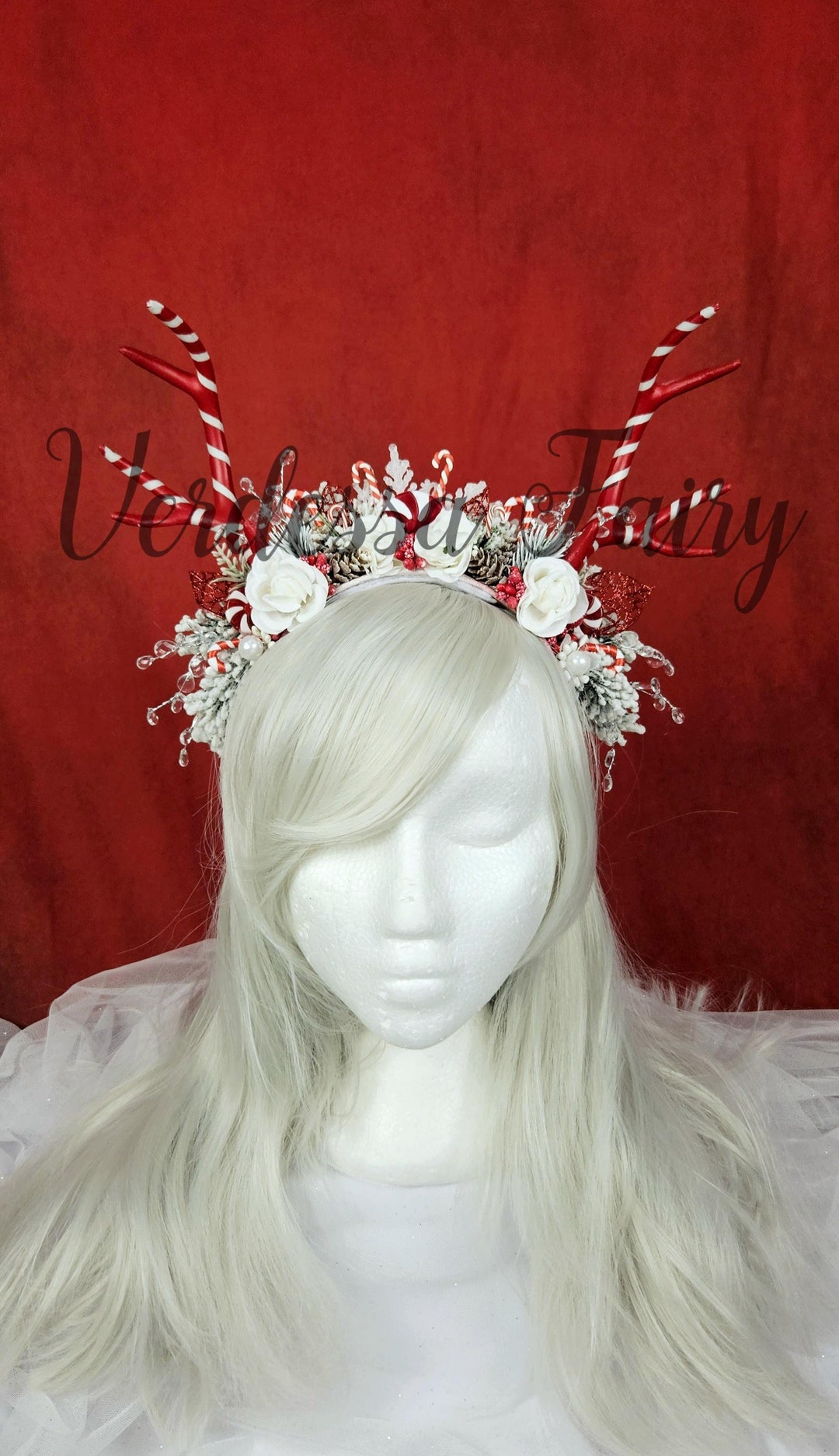 Deer Antler Candy Cane Headpiece. Holiday Headband With Horns ...