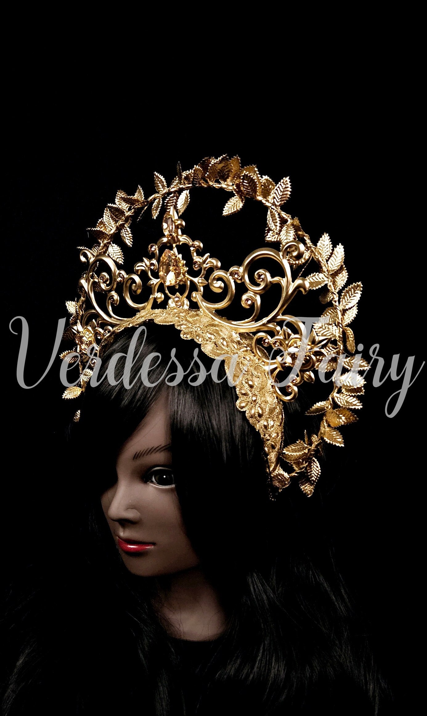 Gold Goddess Crown Halo Headpiece. Baroque Angel Halo. Gold Elevated ...