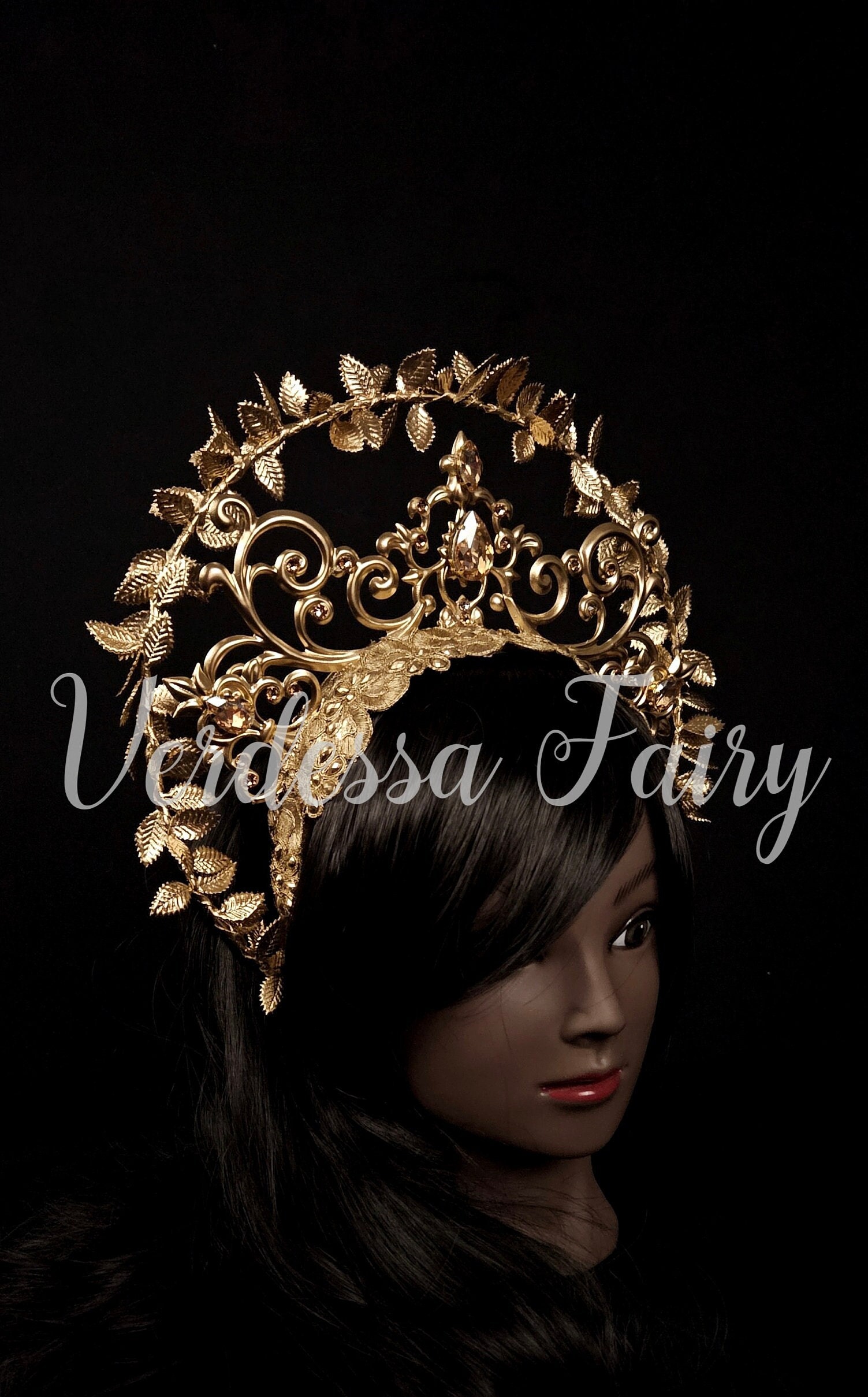 Gold Goddess Crown Halo Headpiece. Baroque Angel Halo. Gold Elevated ...