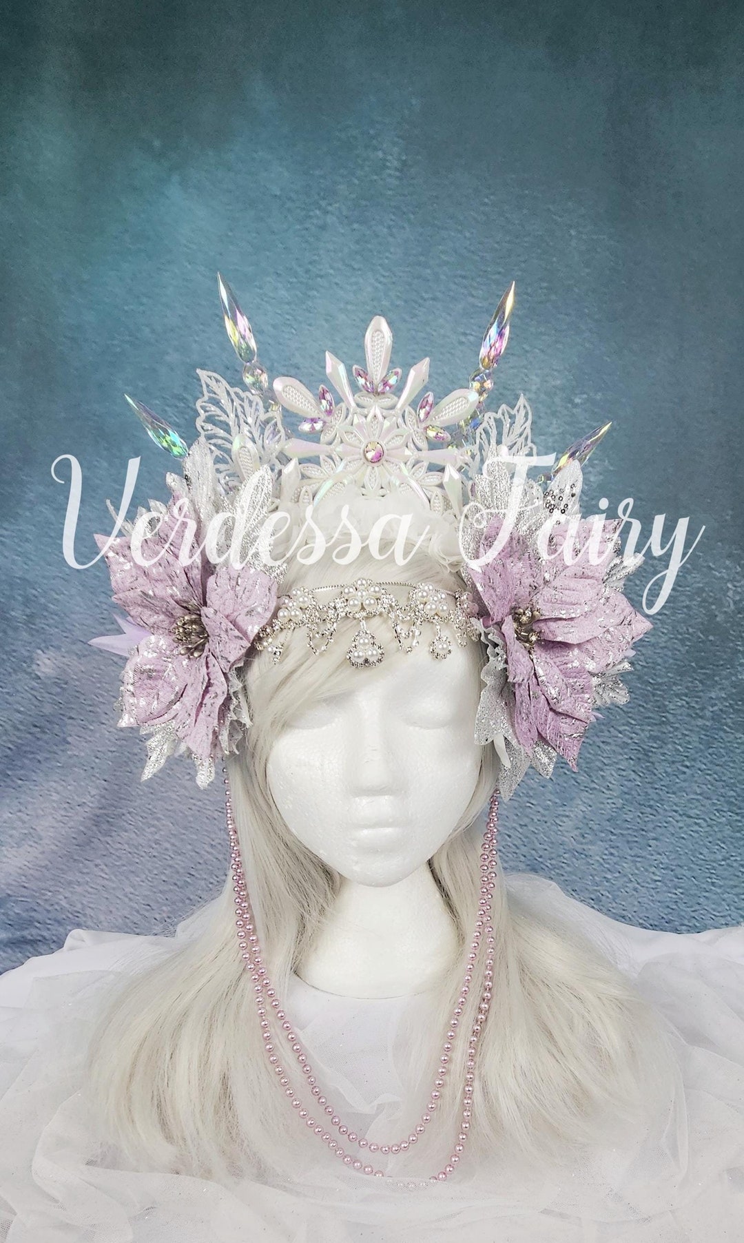 White and Purple Snow Queen Headdress. Ice Queen Crown, Winter ...
