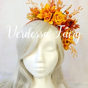 Orange Flower Fascinator Headband. Orange Floral Headpiece. Autumn ...