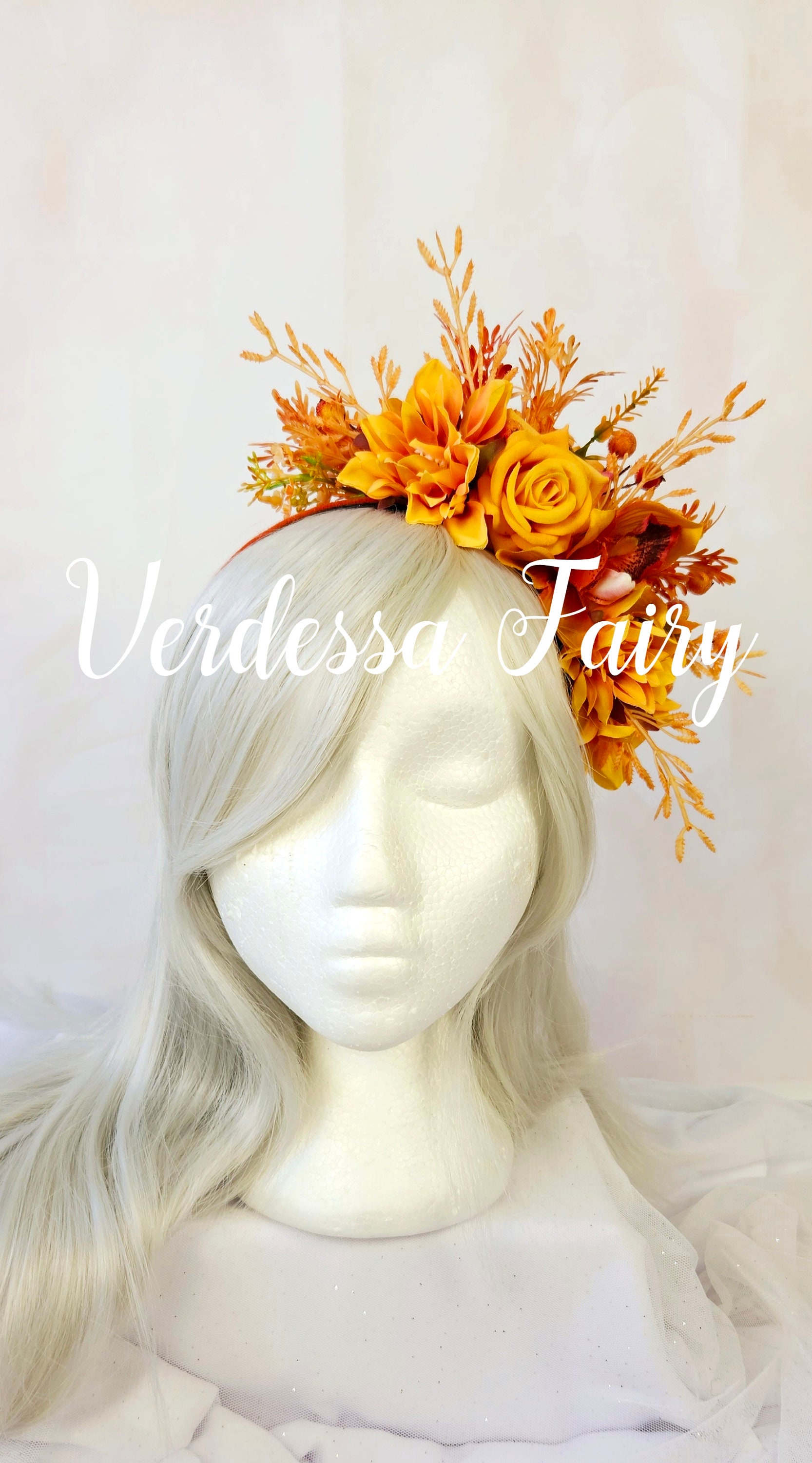 Orange Flower Fascinator Headband. Orange Floral Headpiece. Autumn ...