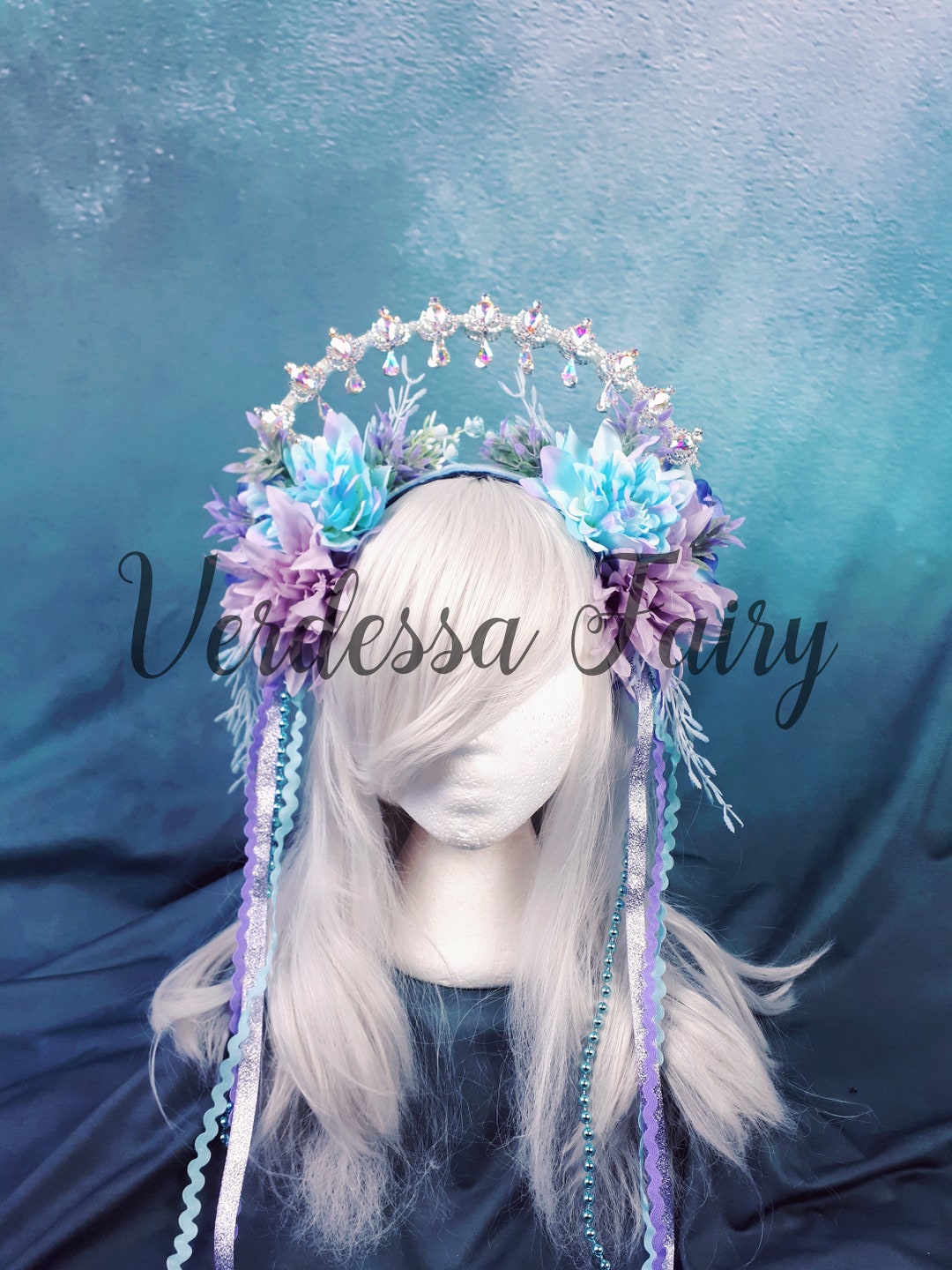 Water Fairy Halo Crown. Pastel Floral Halo Headpiece. Sparkly Fairy ...