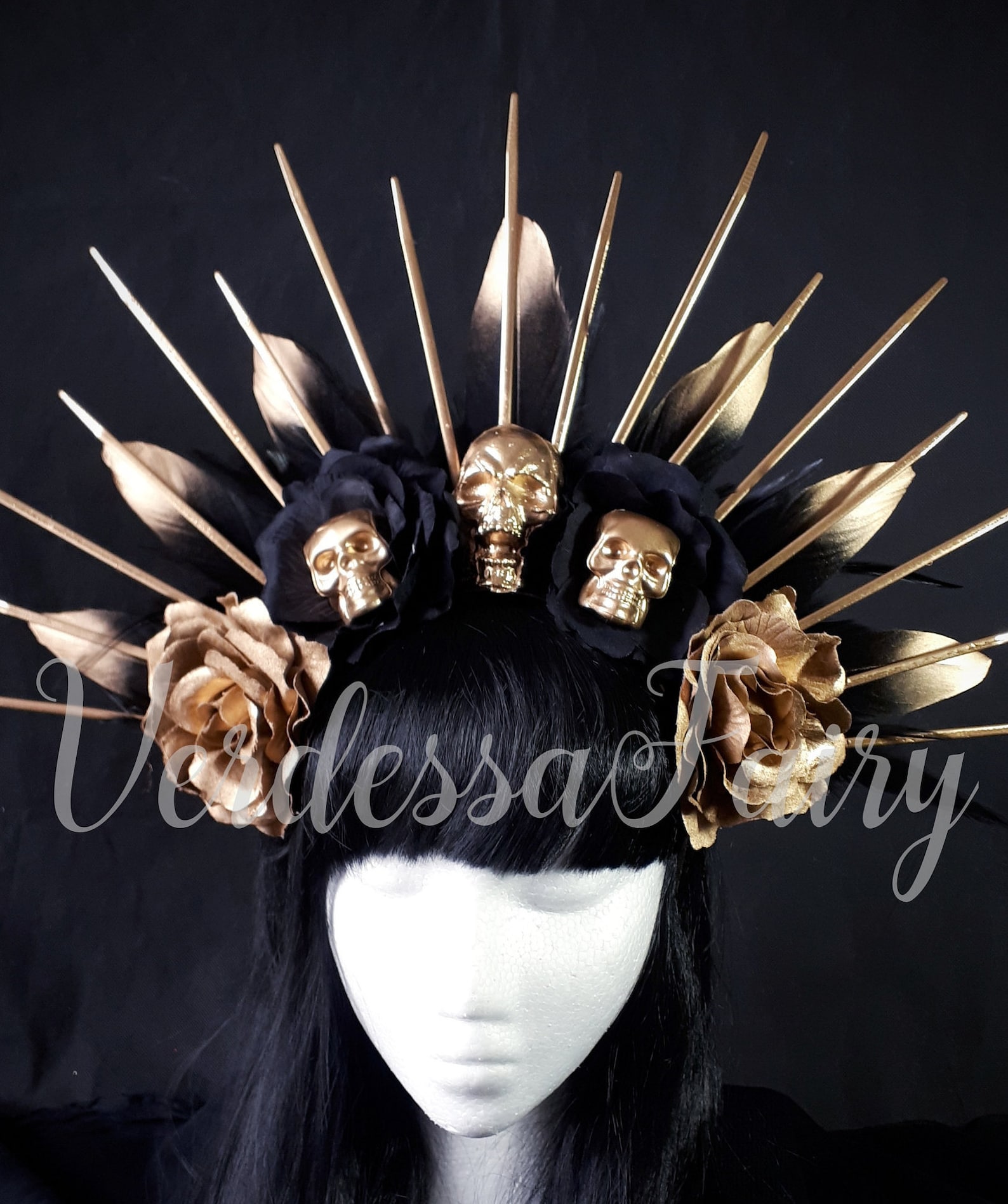 Gold Voodoo Spiked Halo Headdress. Evil Queen Crown With | Etsy