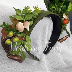 Mother Nature Forest Headpiece. Mini Ram Horns Headpiece. Green Forest ...