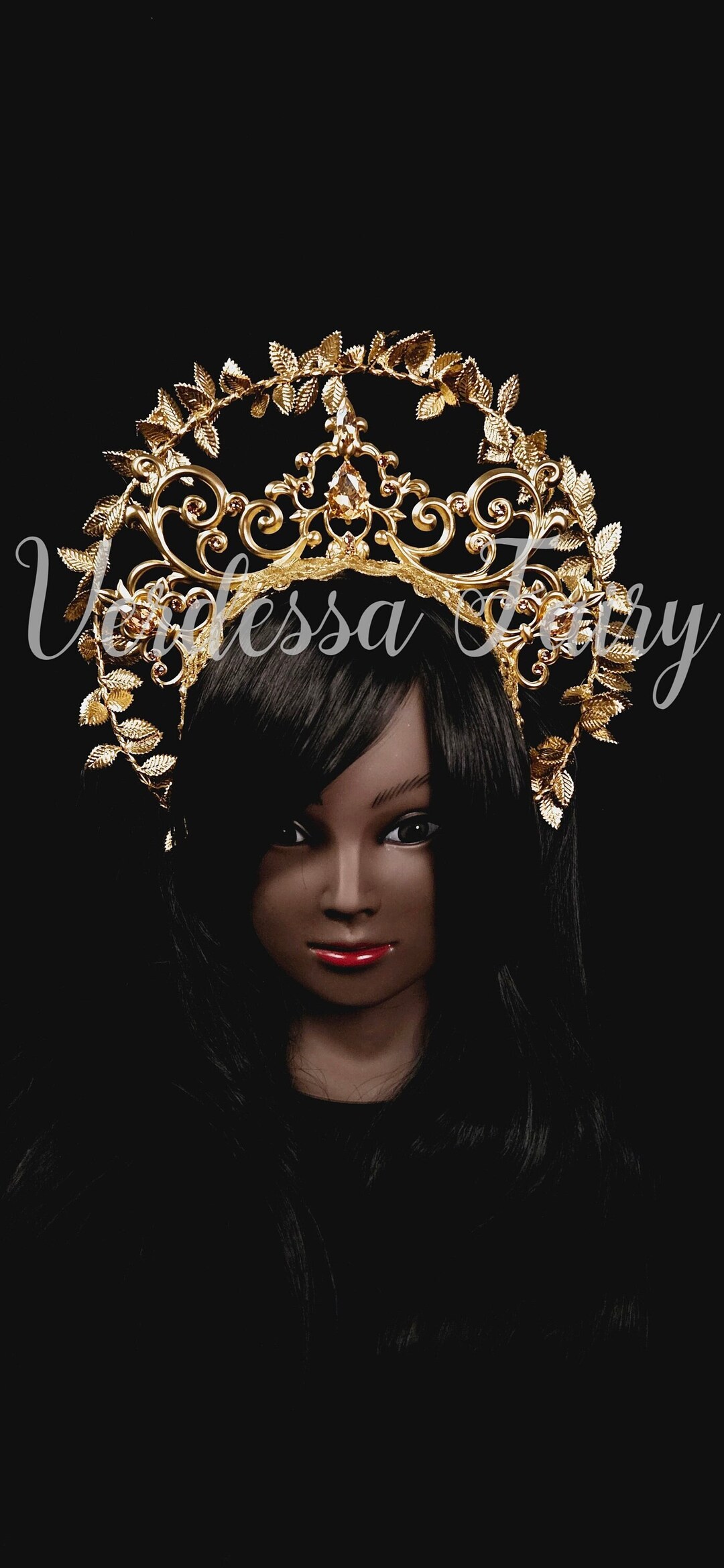 Gold Goddess Crown Halo Headpiece. Baroque Angel Halo. Gold Elevated ...