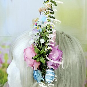 Easter Pastel Rainbow Halo Headpiece. Easter Bonnet Flower Crown ...