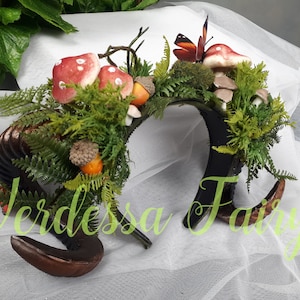 Mother Nature Forest Headpiece. Ram Horns Headpiece. Green - Etsy