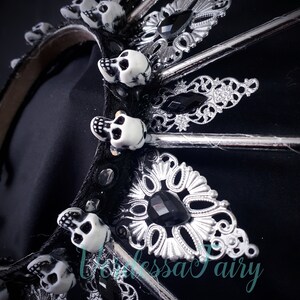 Filigree Skull Tiara With Spikes. Halloween Costume Skull Crown. Gothic ...