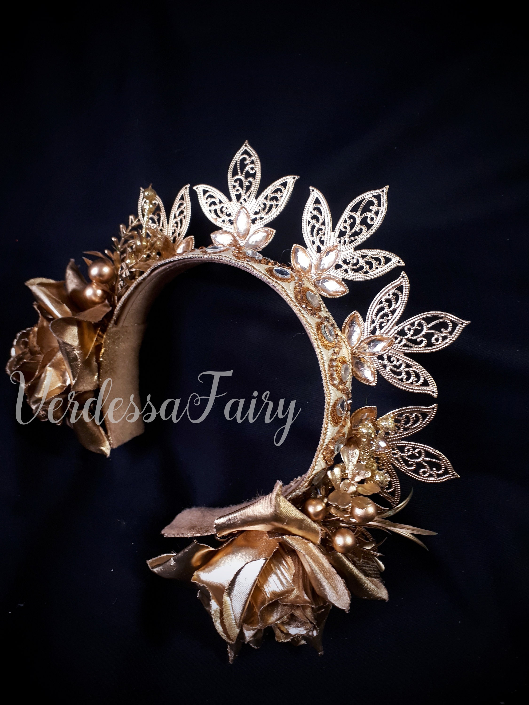 Gold Grecian goddess headpiece. Golden Queen headband tiara. | Etsy