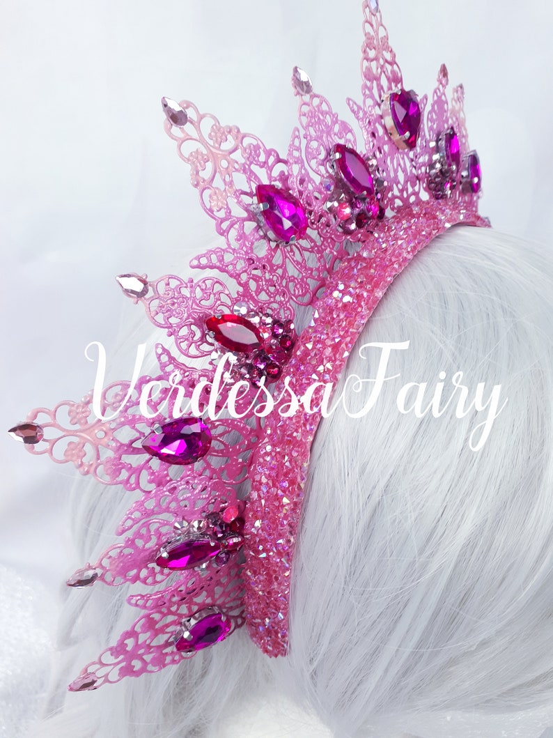 Barbie Pink Sparkly Crown. Pink Metal Lace Crown. Pink Ombre - Etsy ...