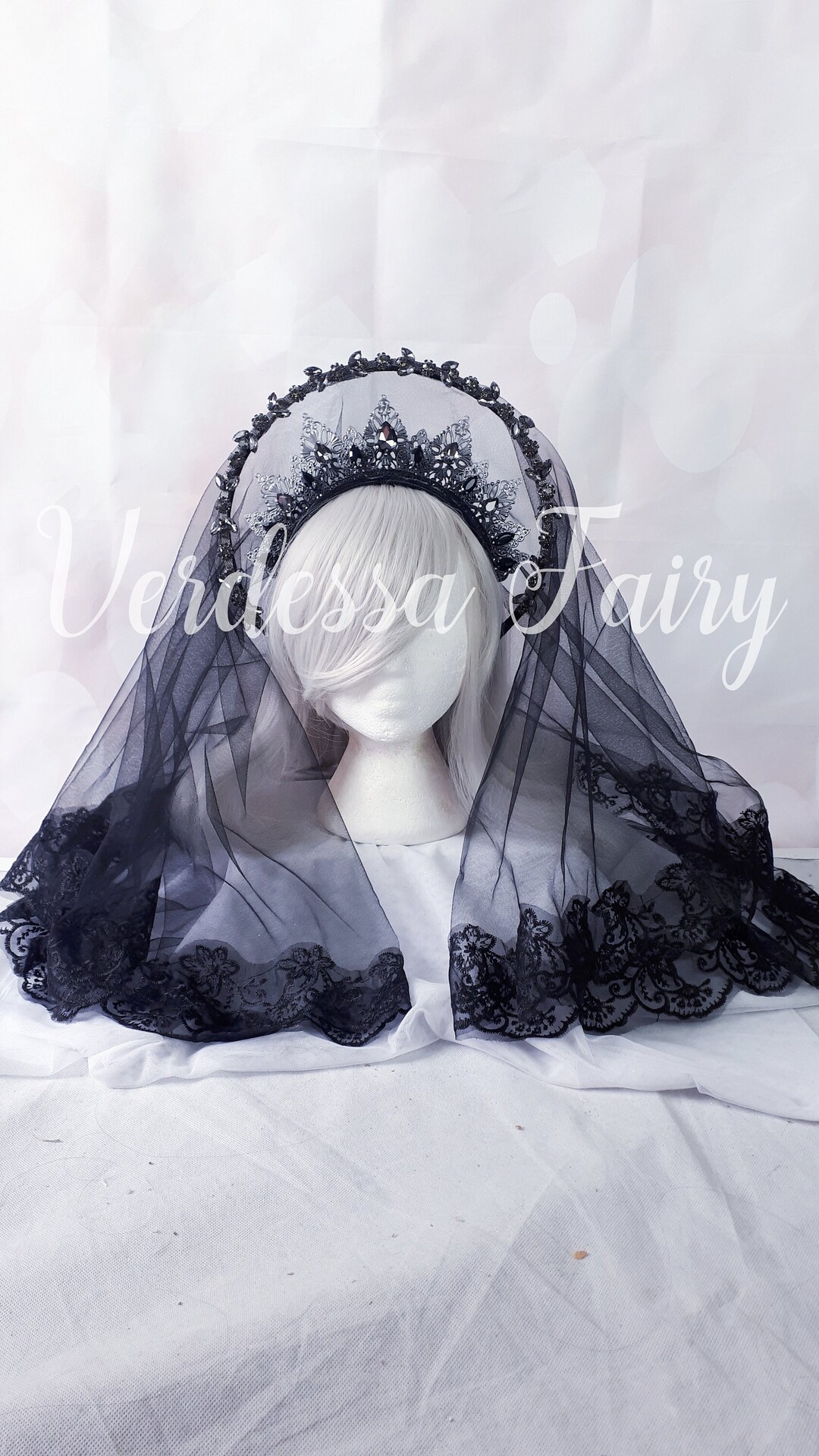 Gothic Bride Halo Crown With Veil. Gothic Wedding Veil. Vampire Queen ...