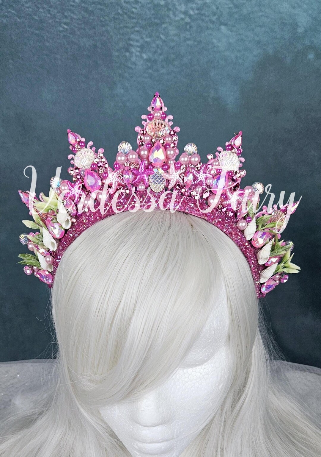 Pink Mermaid Crown. Sea Queen Tiara. Ocean Goddess Crown. - Etsy