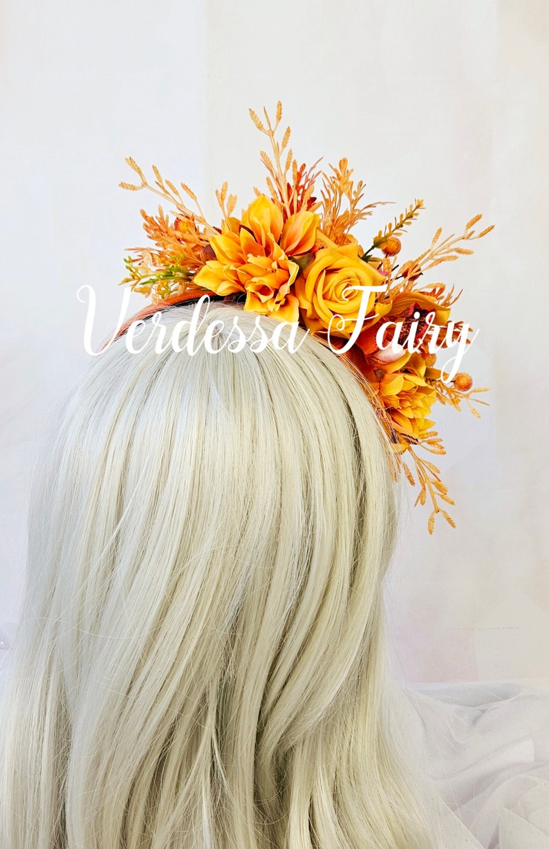 Orange Flower Fascinator Headband. Orange Floral Headpiece. Autumn ...