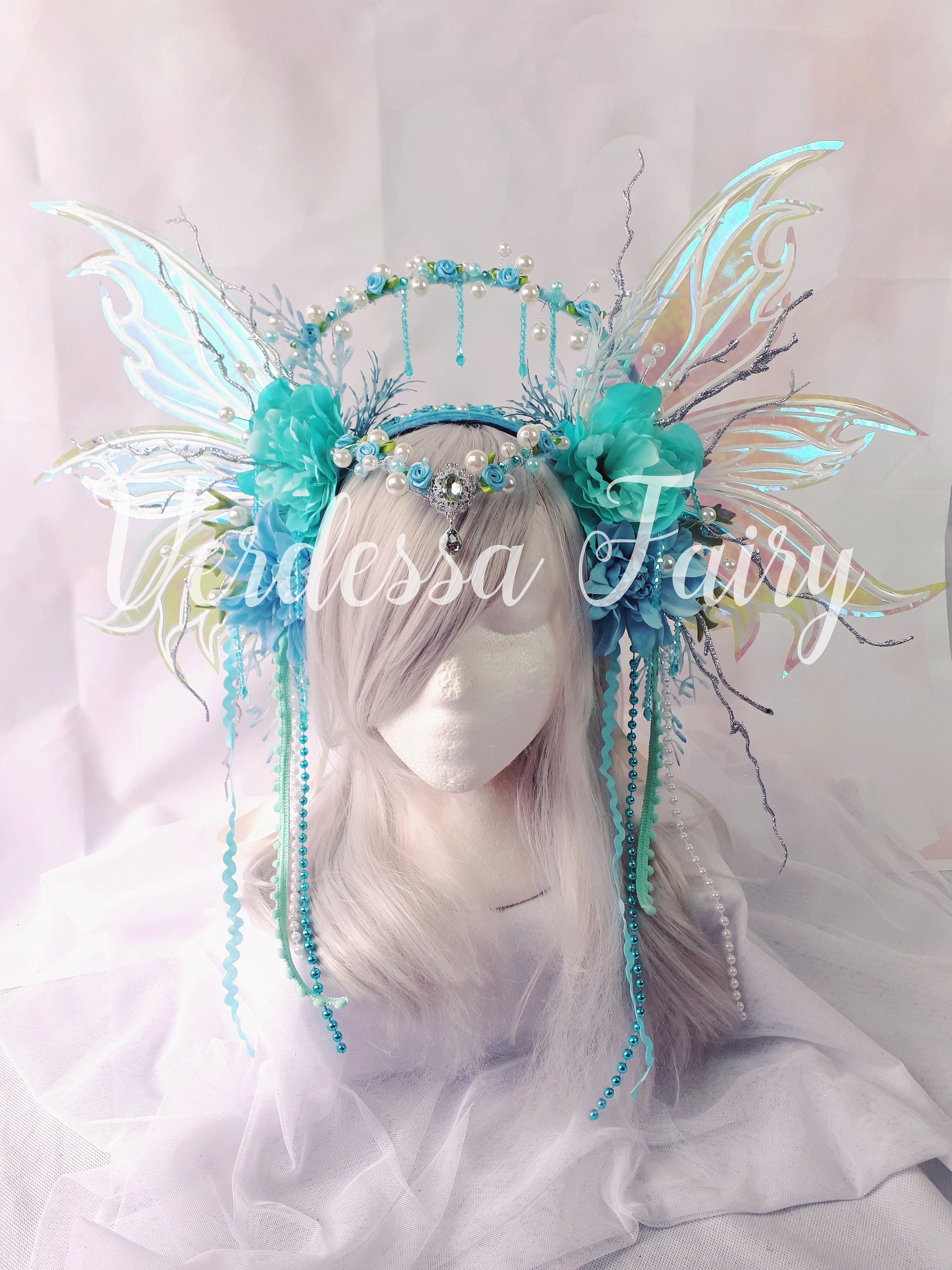 Water Fairy Wings Headpiece. Ocean Fairy Headdress. - Etsy