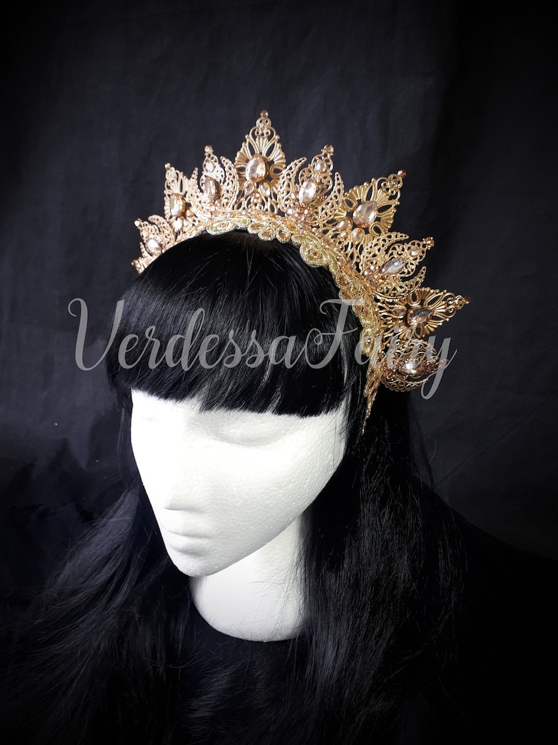Gold Goddess Headpiece. Gold Queen Crown. Gold Filigree Metal - Etsy