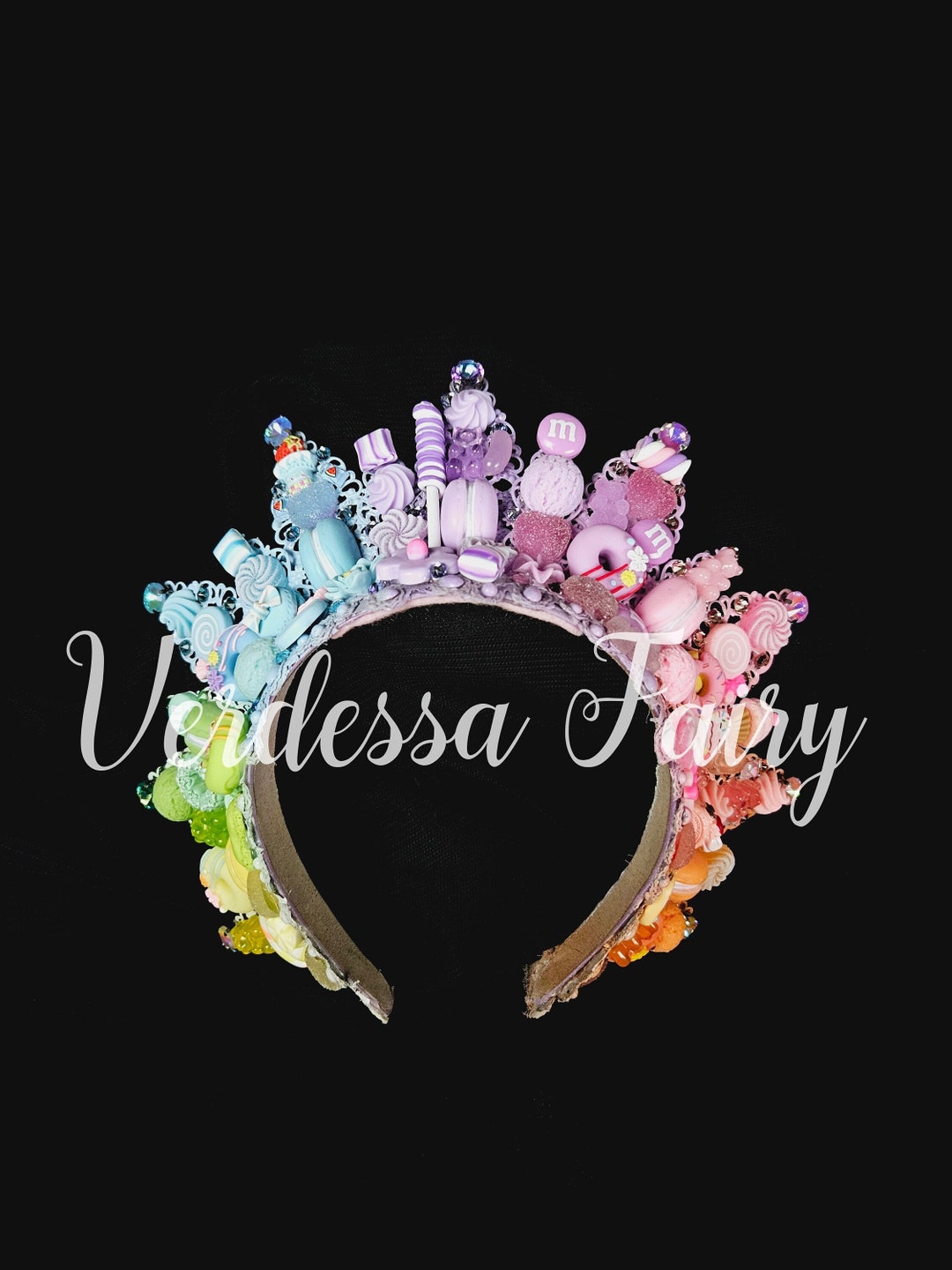 Pastel Rainbow Candy Crown Tiara. Metal Lace Filigree Crown. - Etsy