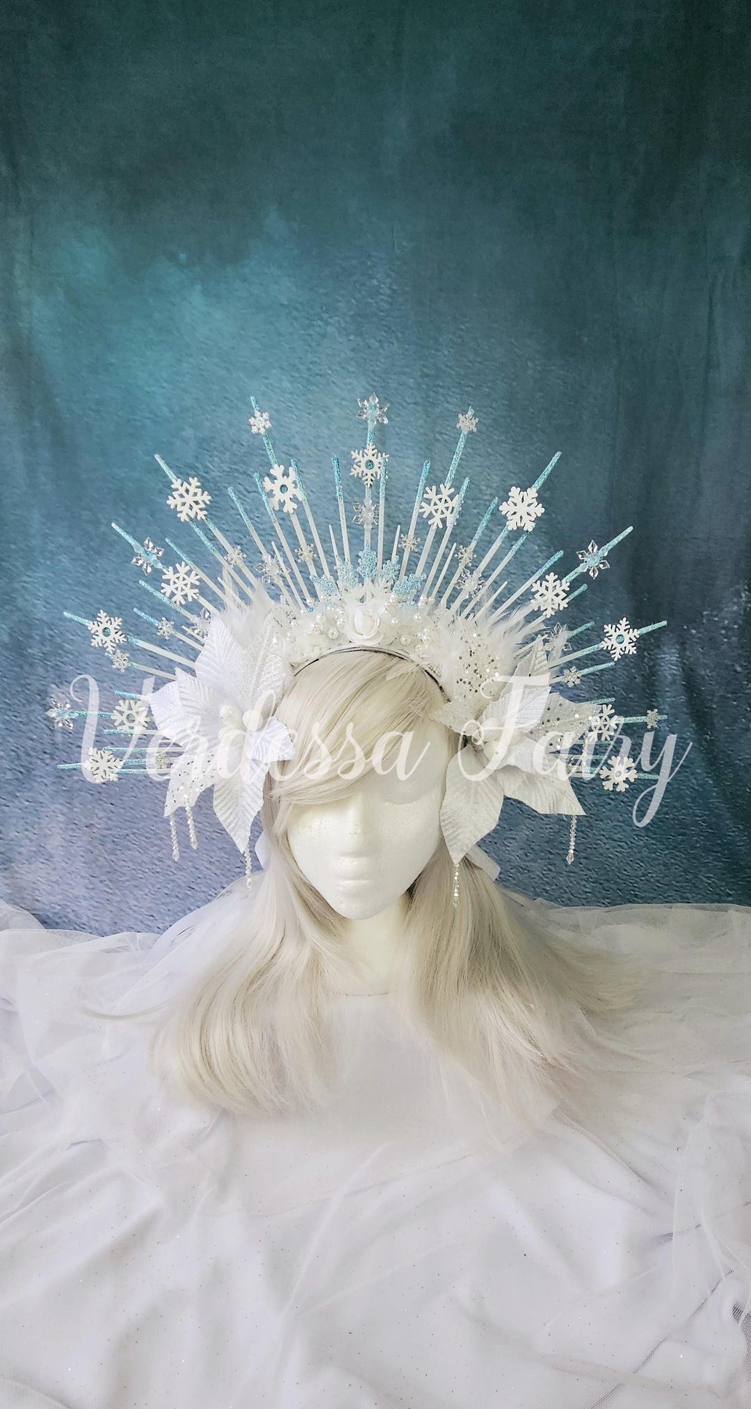 White Spiked Snow Queen Headdress. Ice Queen Crown, Winter Wonderland ...