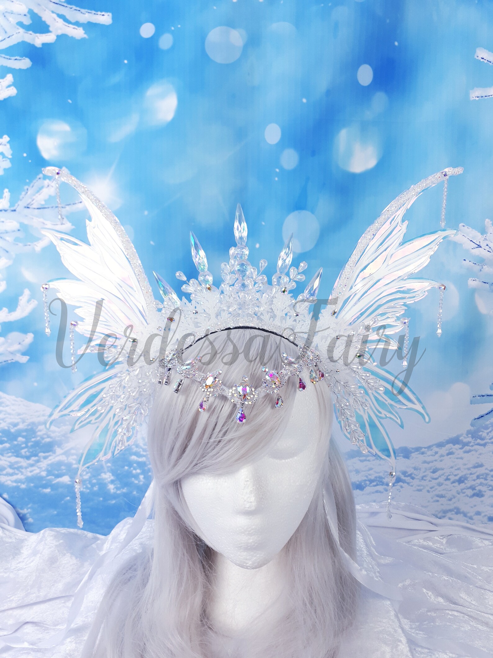 Snow Fairy Wings Headpiece. Ice Fairy Headdress. Winter Goddess ...