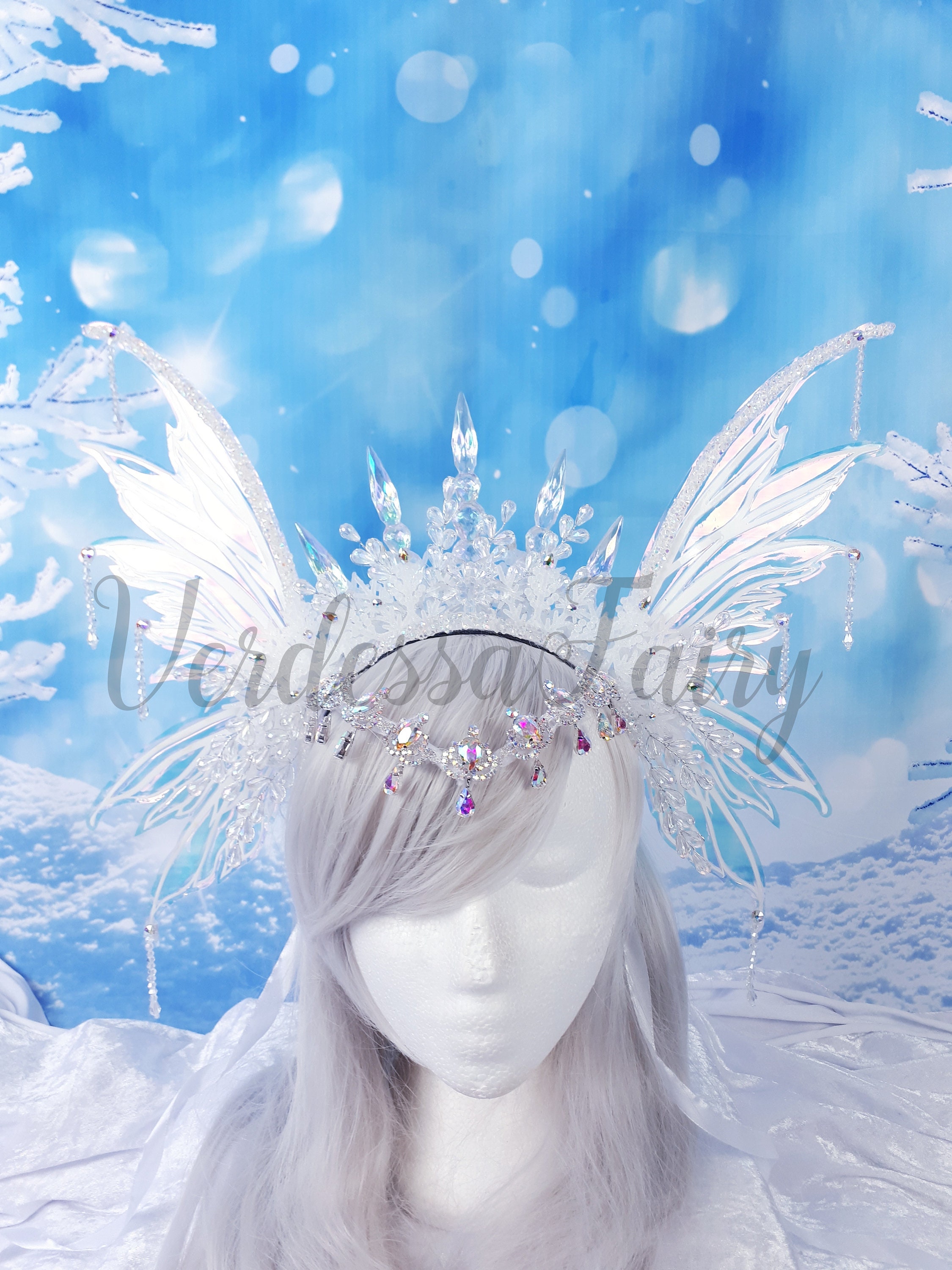Snow Fairy Wings Headpiece. Ice Fairy Headdress. Winter Goddess ...