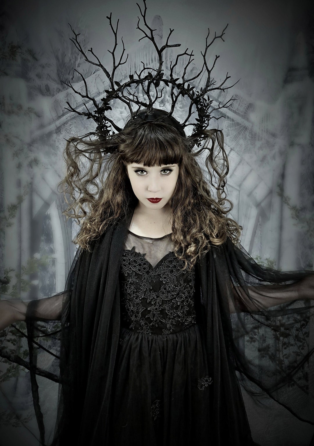 Gothic Black Branch Halo Headpiece. Forest Witch / Evil Queen Crown ...