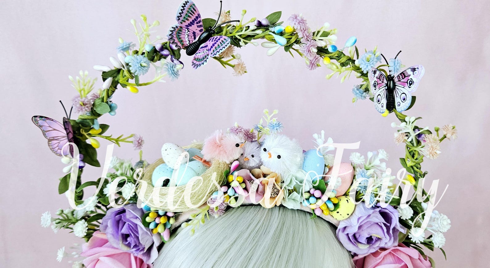 Easter Pastel Rainbow Halo Headpiece. Easter Bonnet Flower Crown ...
