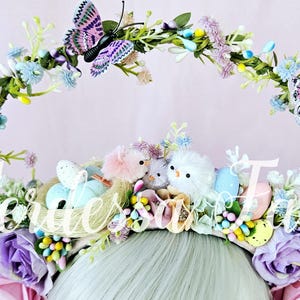 Easter Pastel Rainbow Halo Headpiece. Easter Bonnet Flower Crown ...