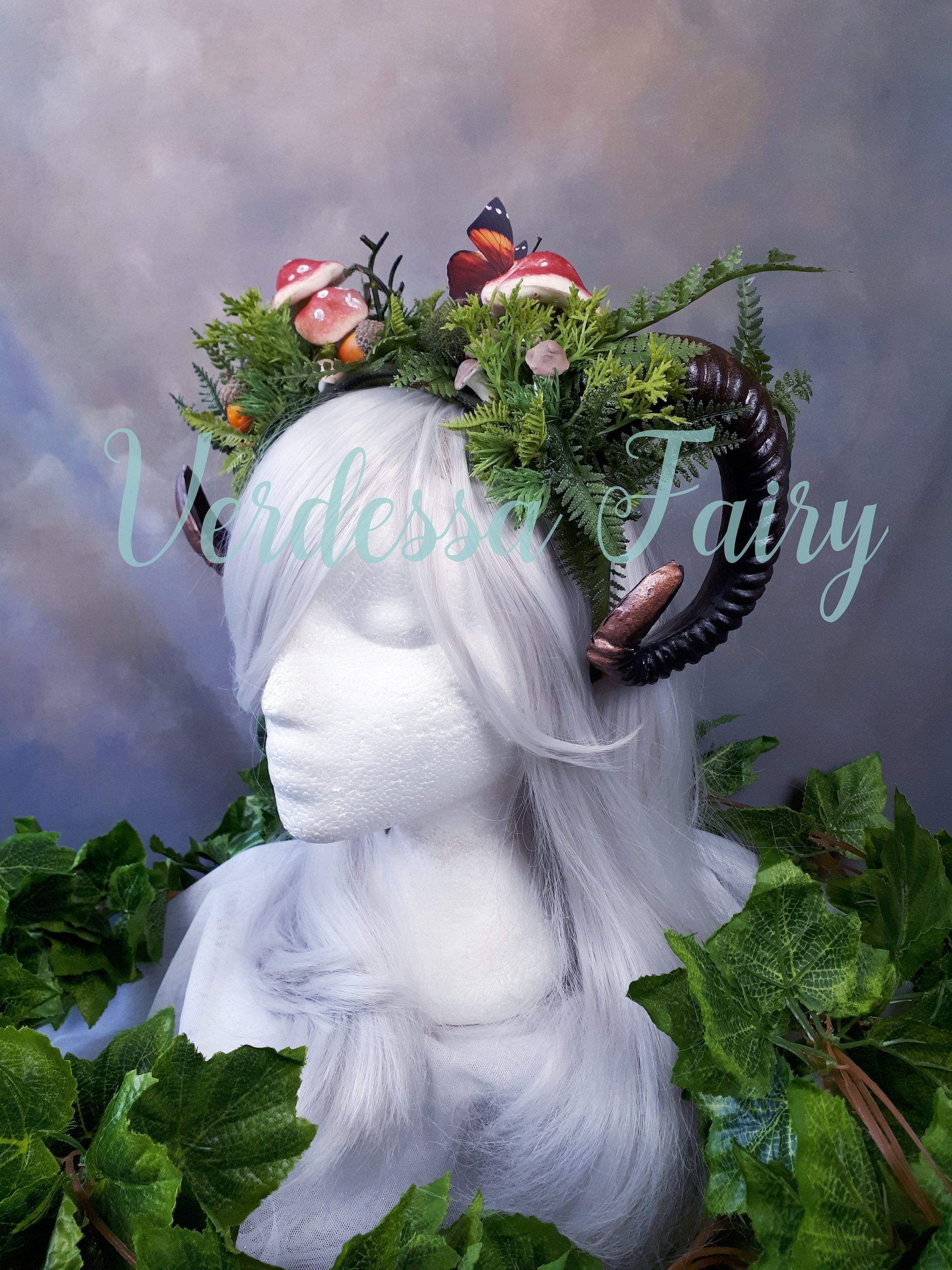 Mother Nature Forest Headpiece. Ram Horns Headpiece. Green - Etsy Australia