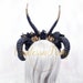 Double Horns Headdress. Black and Gold Horned Goddess Headpiece. Ram ...