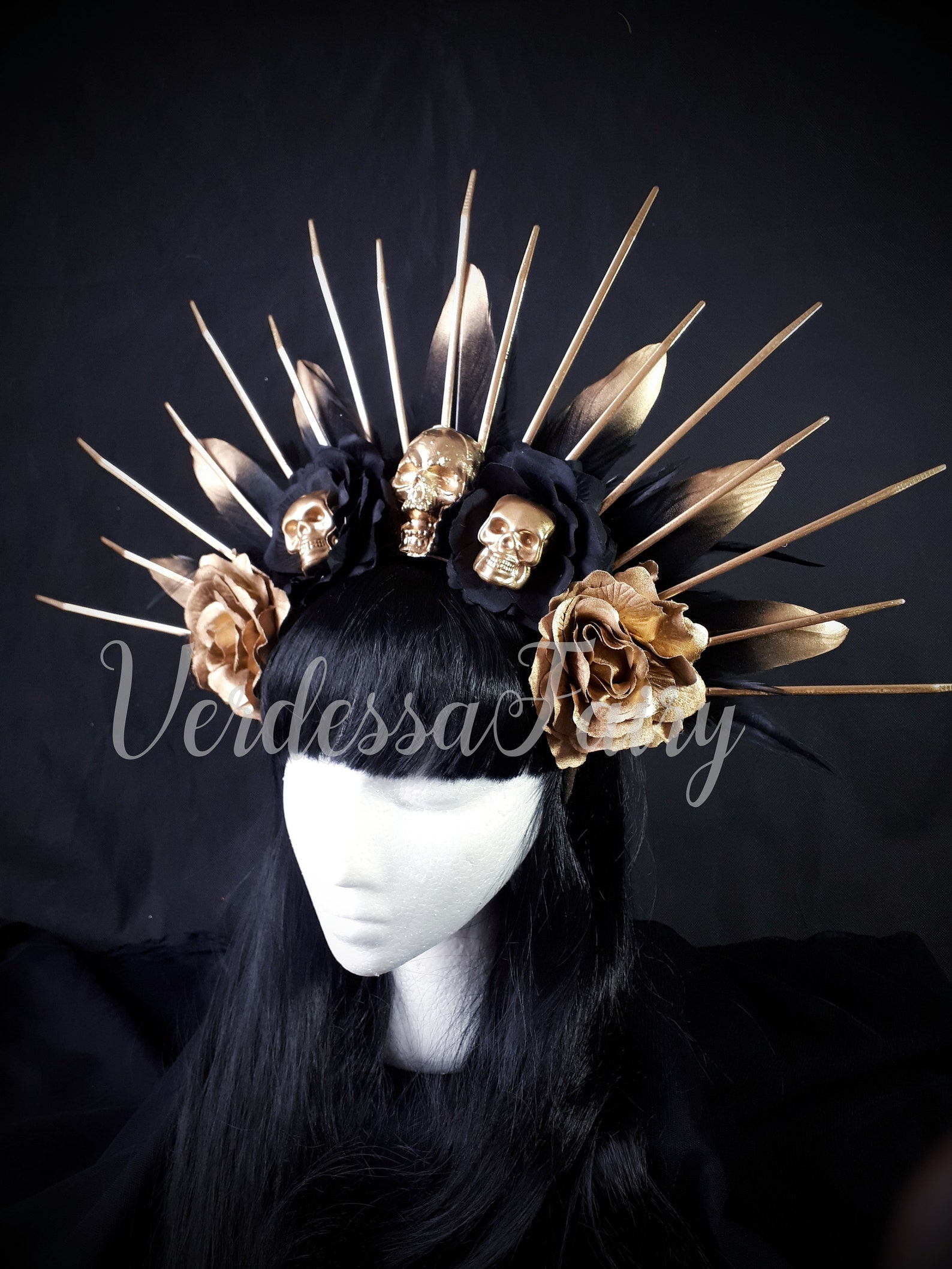 Gold Voodoo Spiked Halo Headdress. Evil Queen Crown With | Etsy