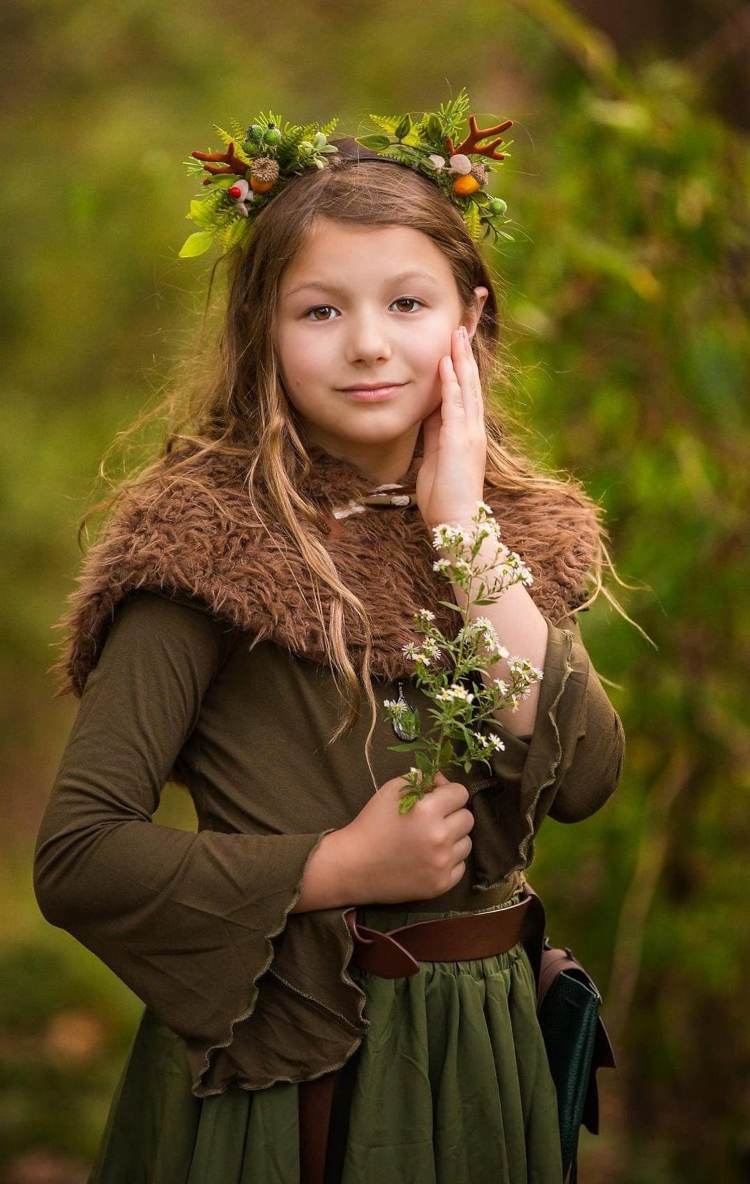 Mother Nature Forest Headpiece. Mini Deer Horns Headband. Green Forest ...