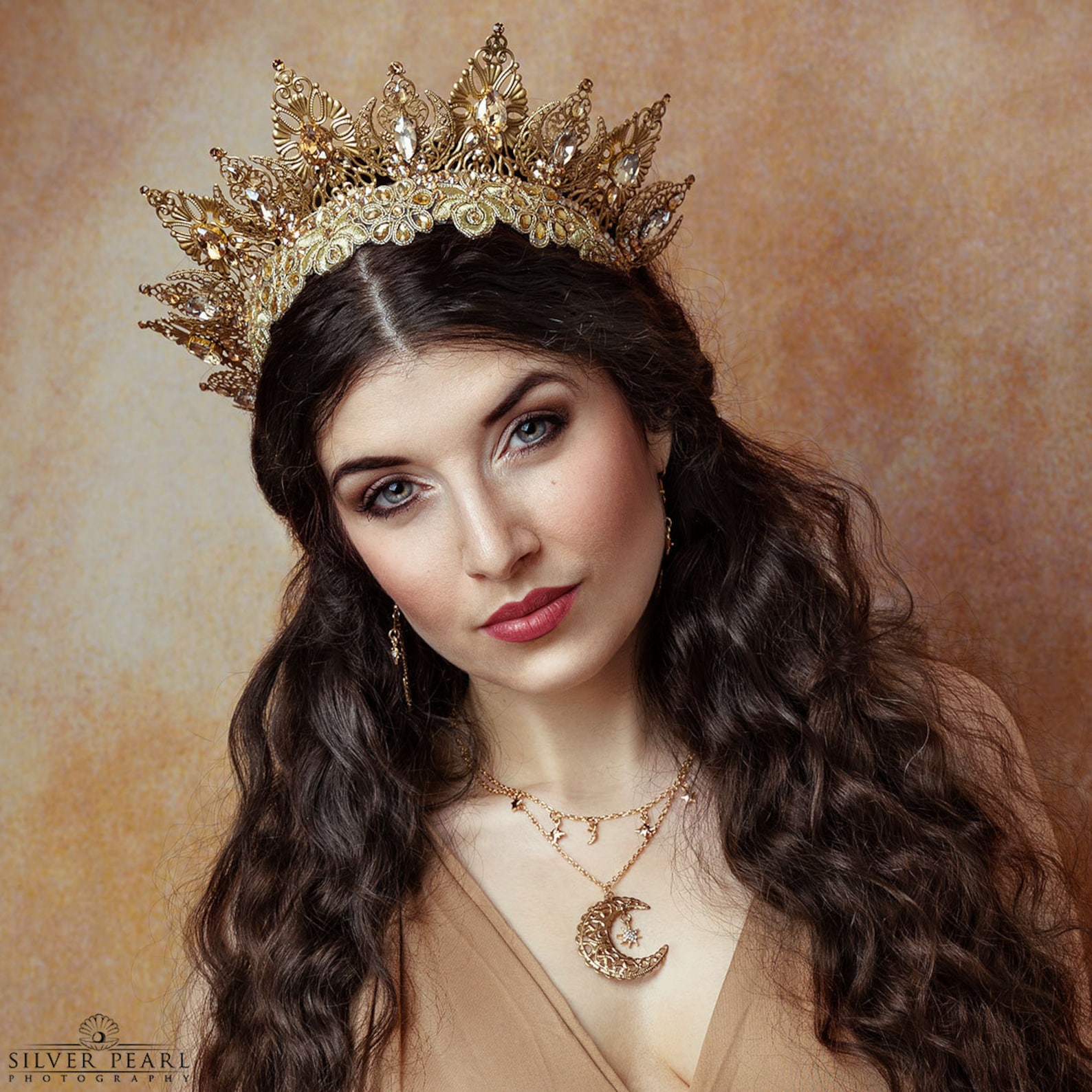 Gold Goddess Headpiece. Gold Queen Crown. Gold Filigree Metal | Etsy