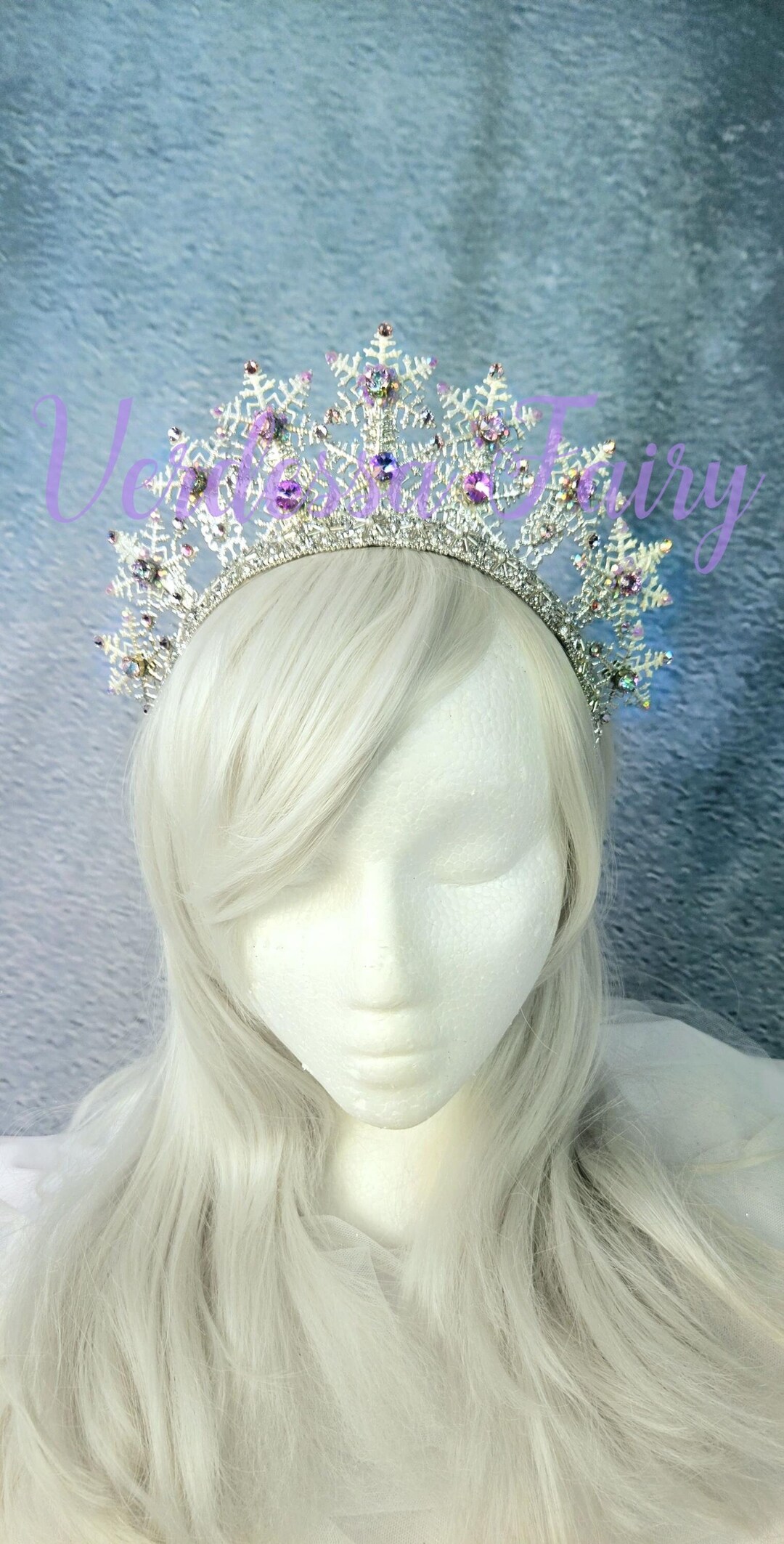 White and Silver Snowflake Crown. Silver Snow Tiara. Snow Queen Crown ...