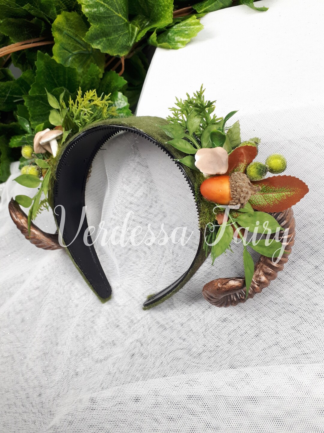 Mother Nature Forest Headpiece. Mini Ram Horns Headpiece. - Etsy