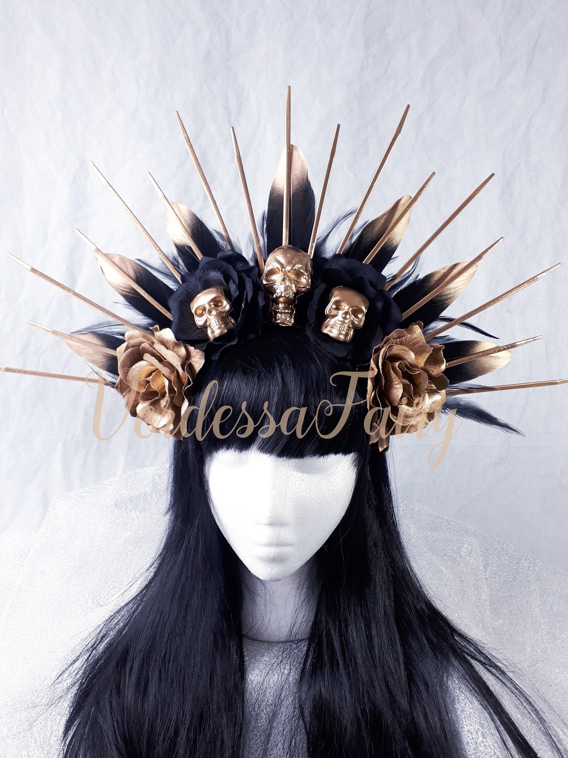 Gold Voodoo Spiked Halo Headdress. Evil Queen Crown With | Etsy