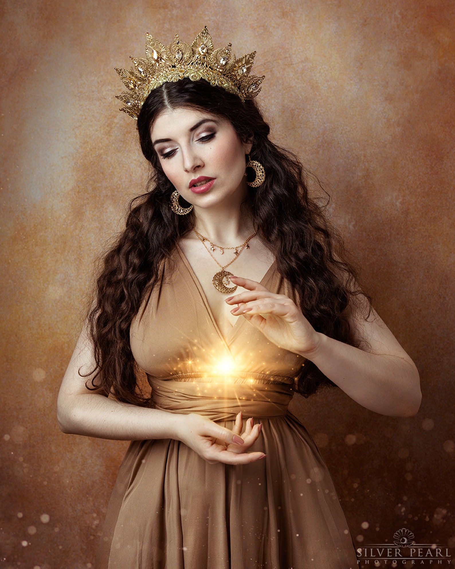 Gold Goddess Headpiece. Gold Queen Crown. Gold Filigree Metal | Etsy