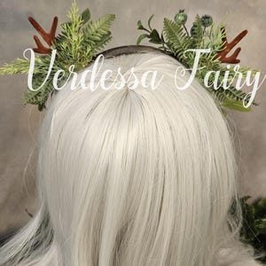 Mother Nature Forest Headpiece. Mini Deer Horns Headband. Green Forest ...