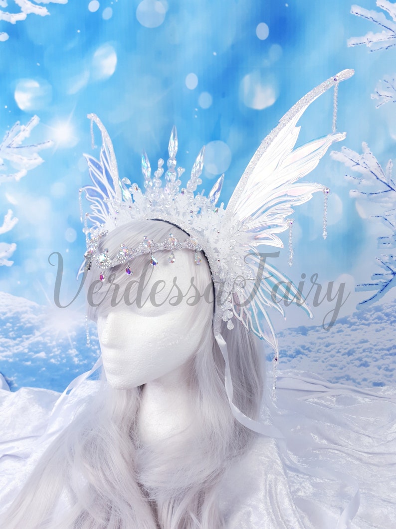 Snow Fairy Wings Headpiece. Ice Fairy Headdress. Winter Goddess ...