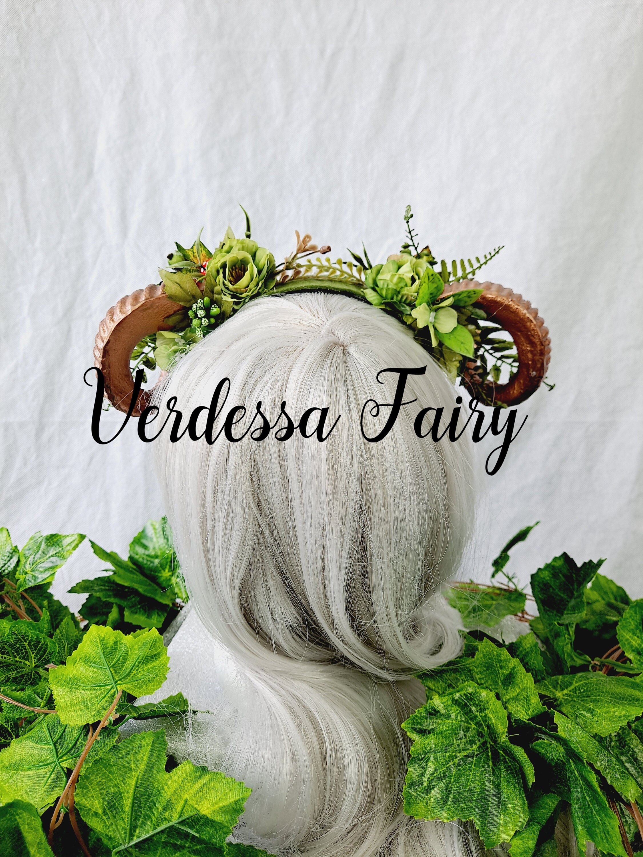 Mother Nature forest headpiece. Mini ram horns headpiece. | Etsy