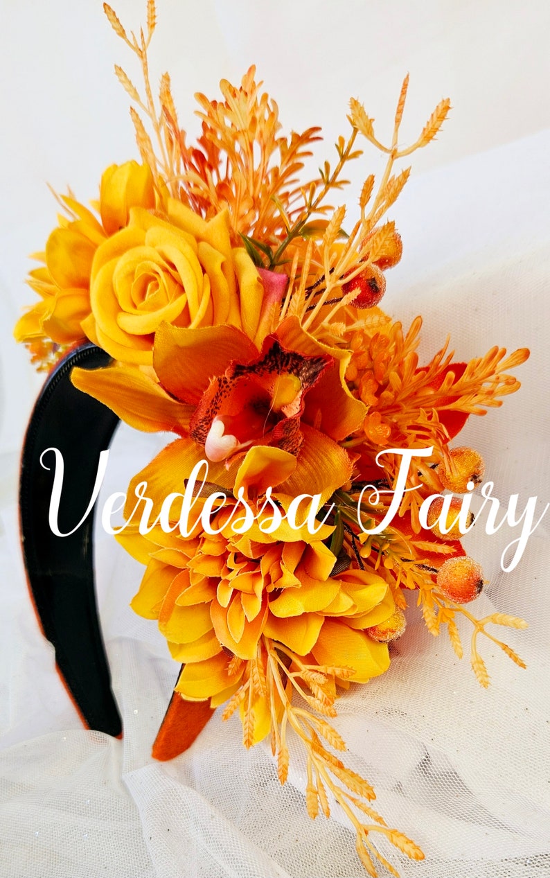 Orange Flower Fascinator Headband. Orange Floral Headpiece. Autumn ...