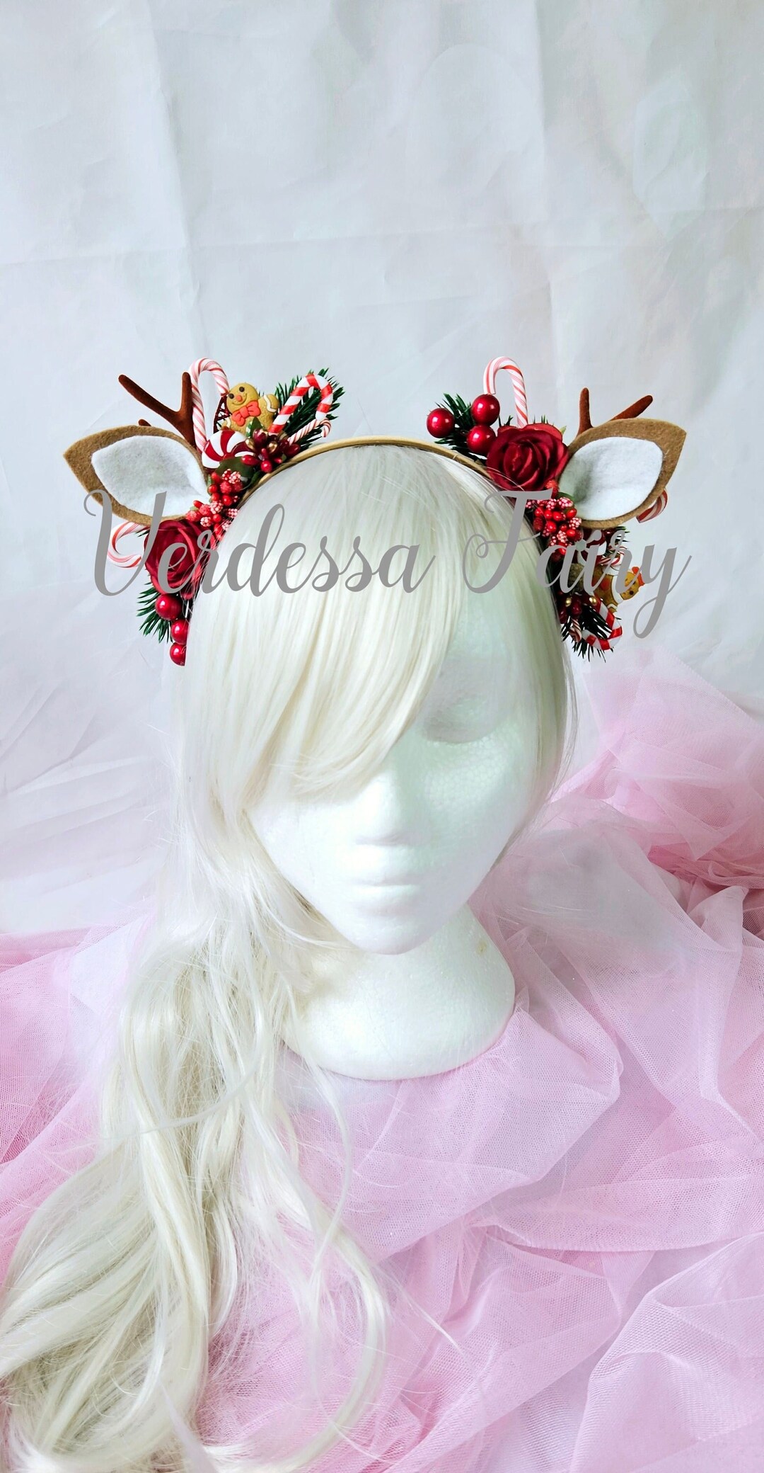 Candy Cane Rudolph Horns Deer Antler Headband. Small Deer - Etsy