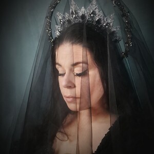 Gothic Vampire Bride Halo Crown With Veil. Gothic Wedding Veil. Vampire ...