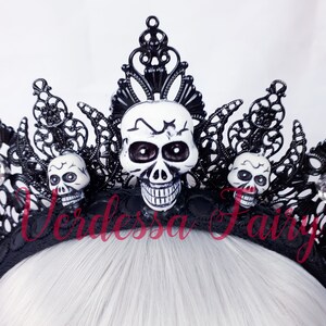 Black Skull Crown. Halloween Costume Skull Tiara. Gothic Tiara. Evil ...