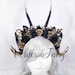 Double Horns Headdress. Black and Gold Horned Goddess Headpiece. Ram ...