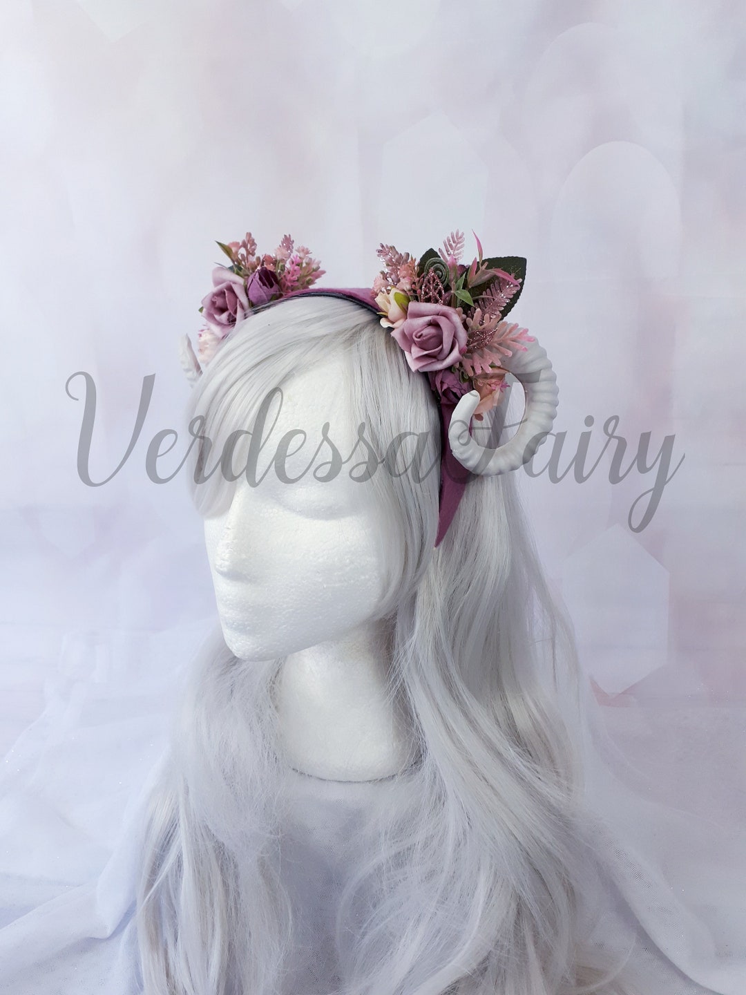 Pink Horns Headpiece. Mini Ram Horns Headpiece Vintage Dusty Pink. Pink ...