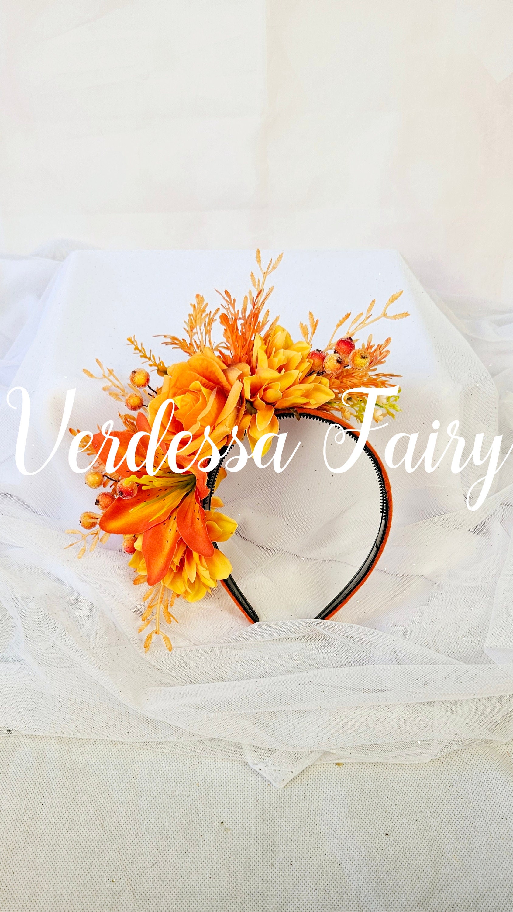 Orange Flower Fascinator Headband. Orange Floral Headpiece. Autumn ...