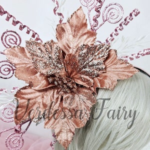 Pink Christmas Poinsettia Headband, Holiday Large Flower Fascinator ...