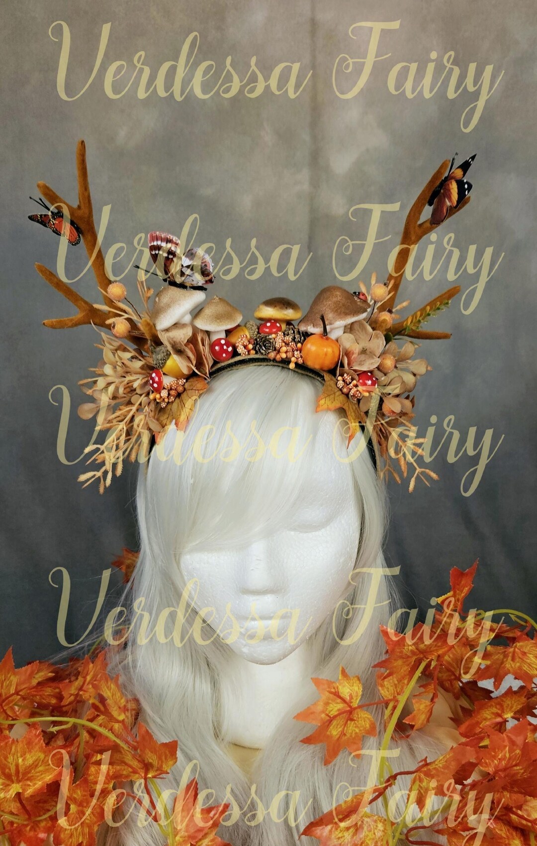 Deer Antler Headpiece. Autumn Woodland Forest Headpiece. Fawn Faun ...