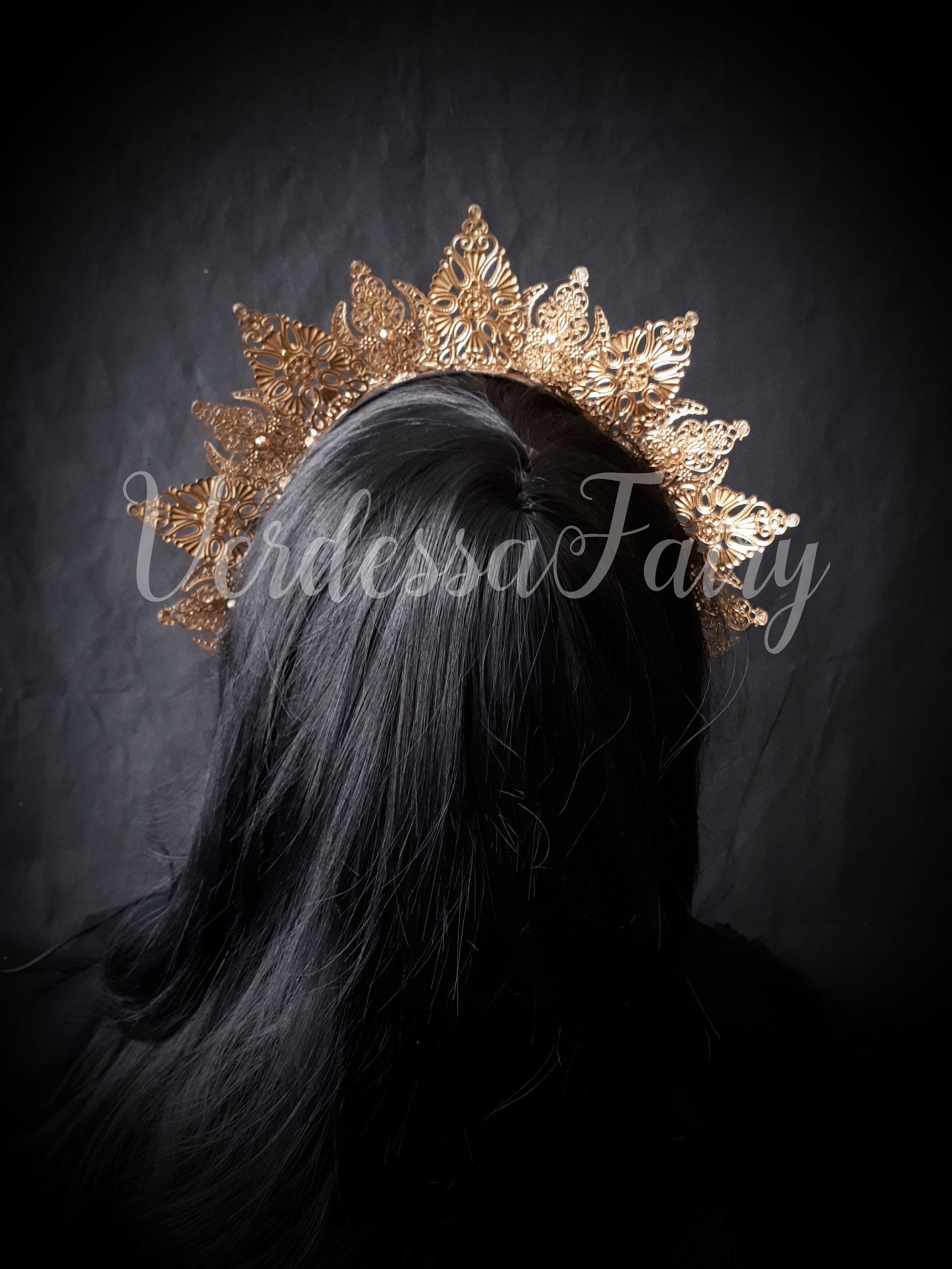 Gold Goddess Headpiece. Gold Queen Crown. Gold Filigree Metal | Etsy