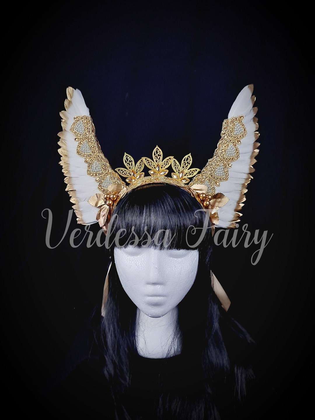 White Valkyrie Pegasus Headdress. Greek Goddess Headdress. White and ...